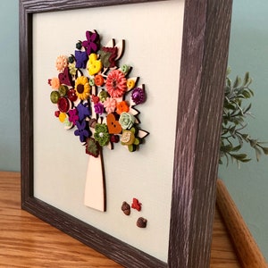 Autumn Colors Tree of Life * Fall Button Tree Framed * Floral Decor ...