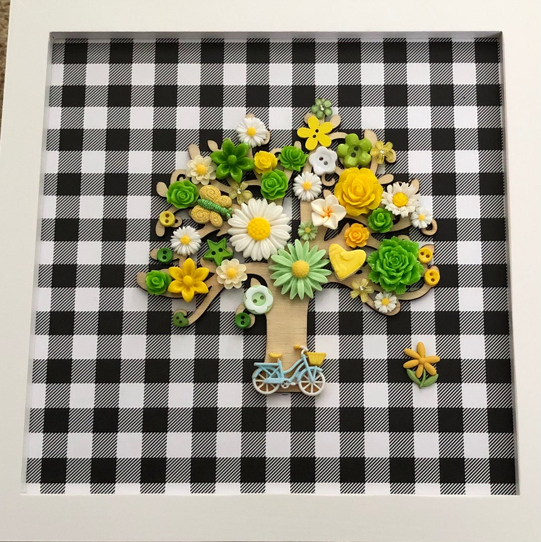 Farmhouse Tree of Life Yellow and Green Button Tree Decor - Etsy