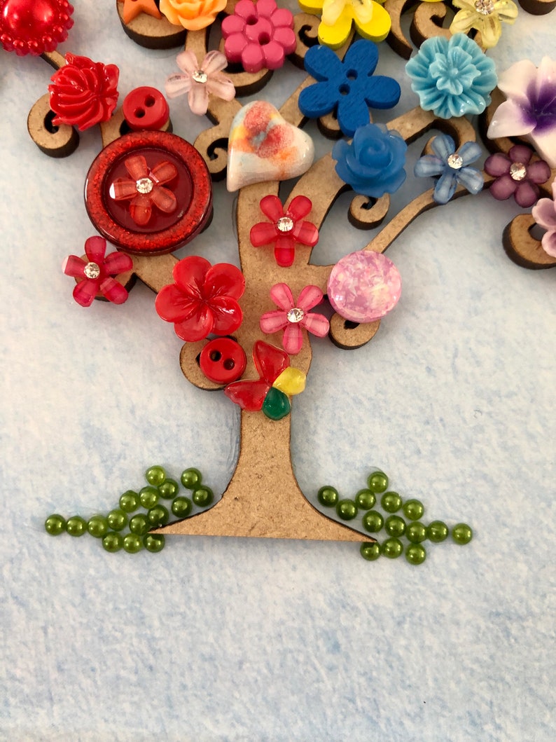 Rainbow Tree of Life * Button Art Tree* Flower Tree Decor - Etsy