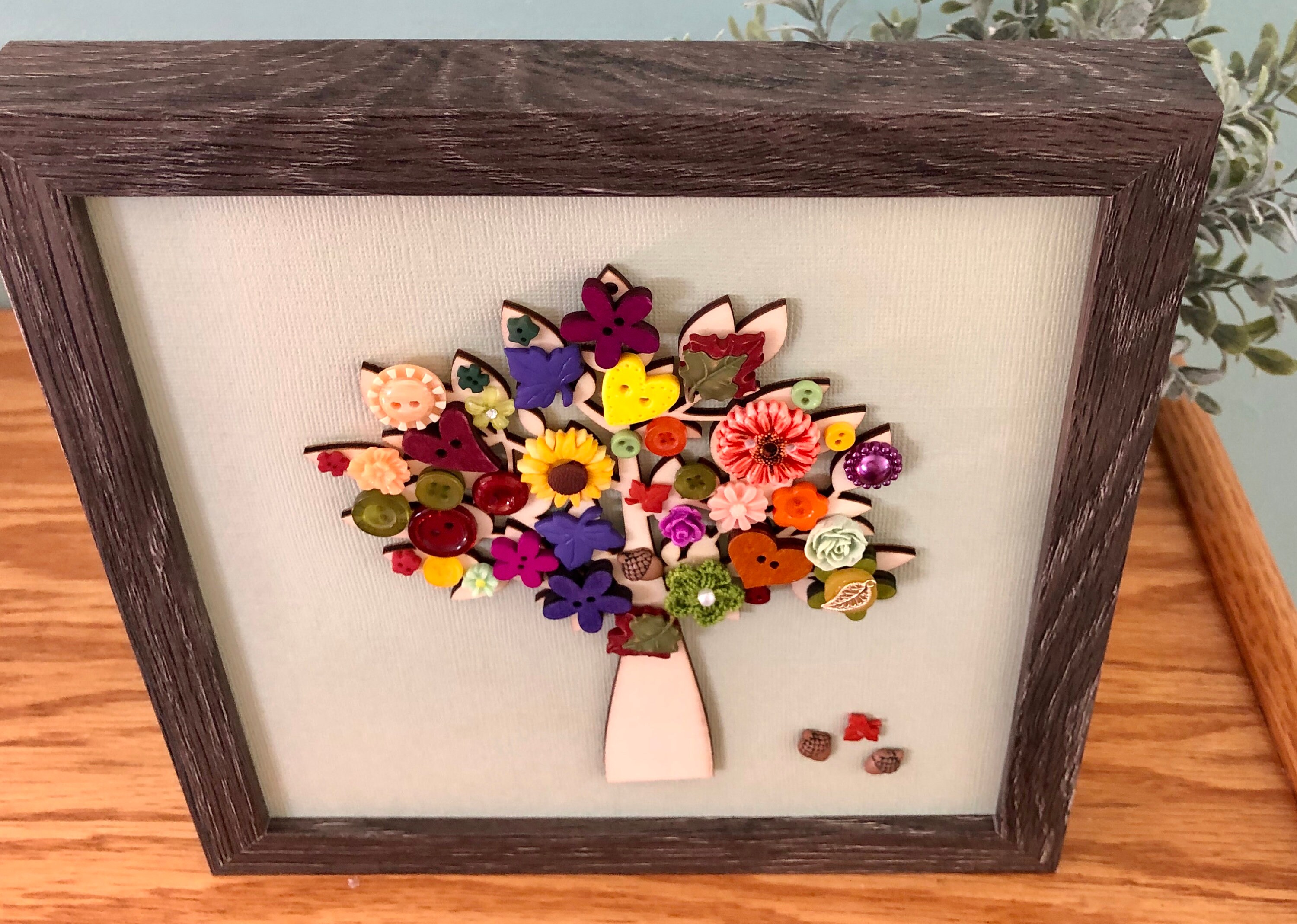 Autumn Colors Tree of Life * Fall Button Tree Framed * Floral Decor ...