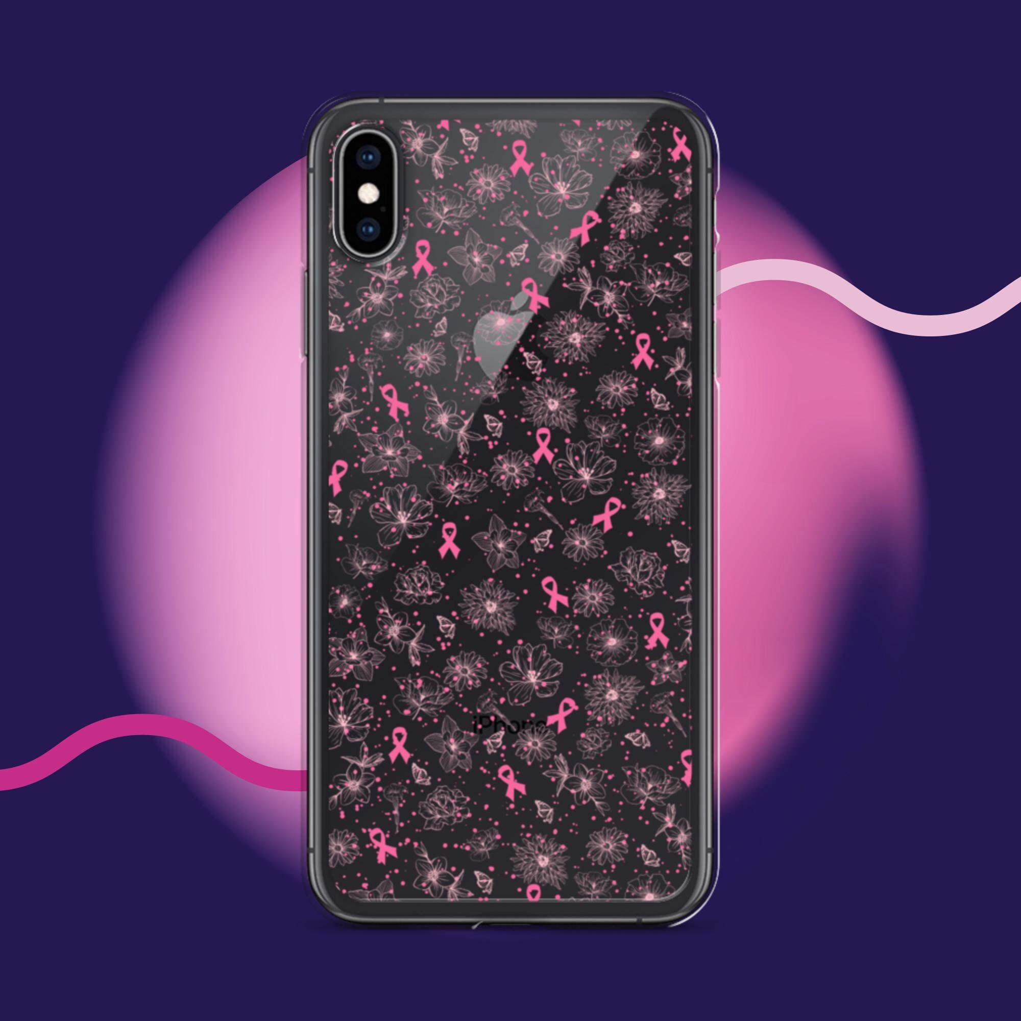 Breast Cancer Ribbon, Floral, and Butterfly Clear iPhone Case for ...