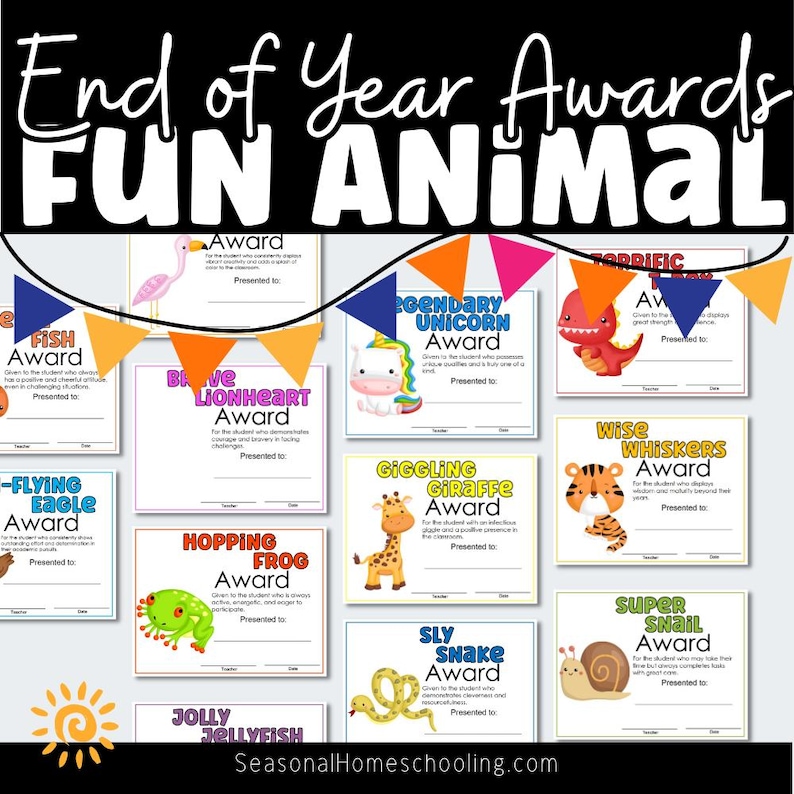 End of Year Classroom Awards - Fun Animal-themed Certificates ...