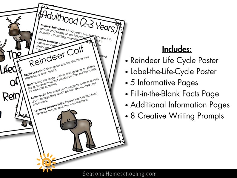 Reindeer Life Cycle Unit | Interactive Science & Writing Activities for ...
