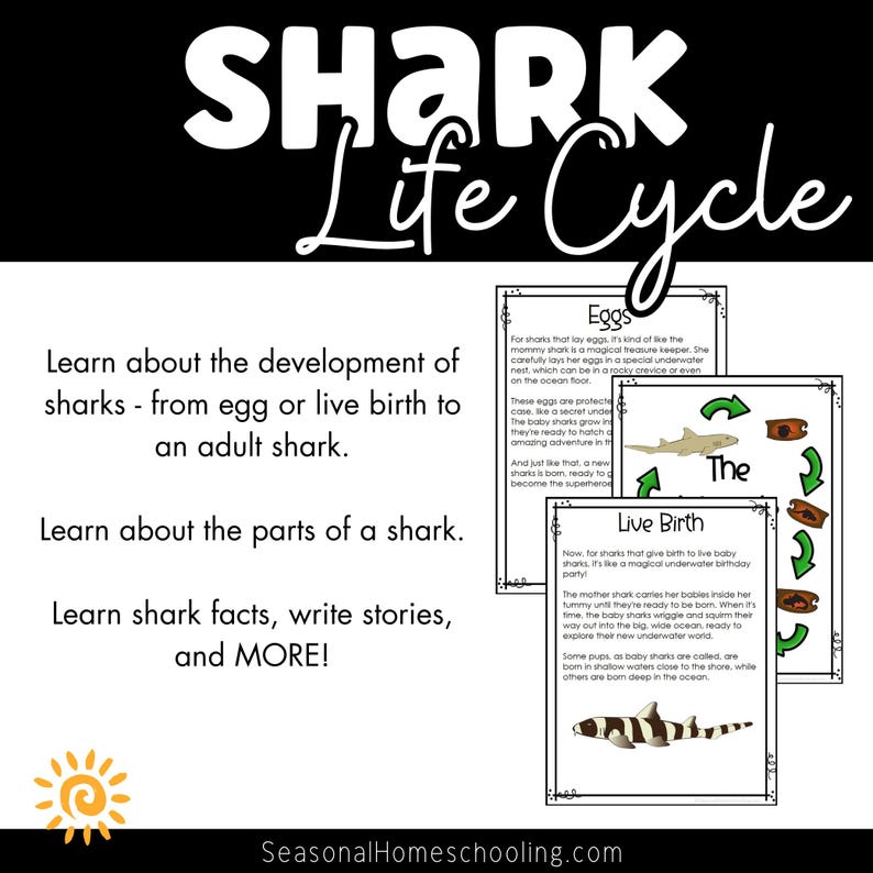 Shark Life Cycle Printable | Science Activities for Kids | Homeschool ...
