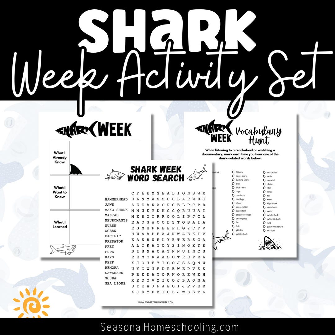 Shark Week Activity Pack: Fun Games & Worksheets - Etsy