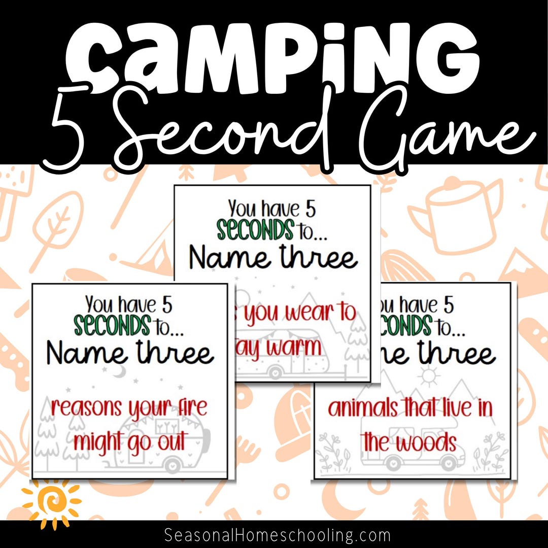 Camping 5 Second Game: Printable Brain Break Activity for Kids (PDF ...