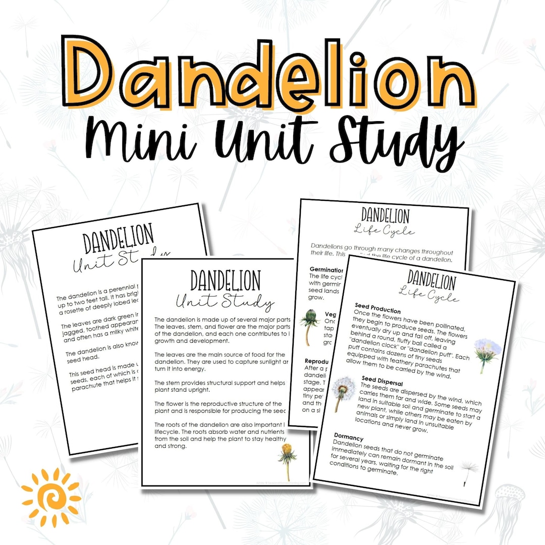 Dandelion Mini Unit Study - Etsy