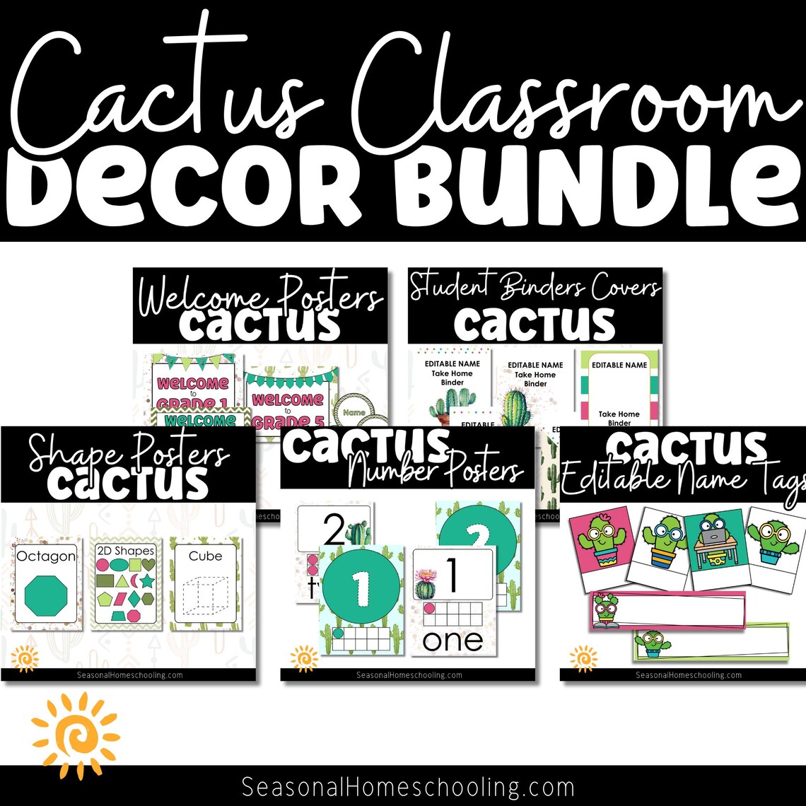 Watercolor Cactus Classroom Decor Bundle: Boho Teacher Set - Etsy