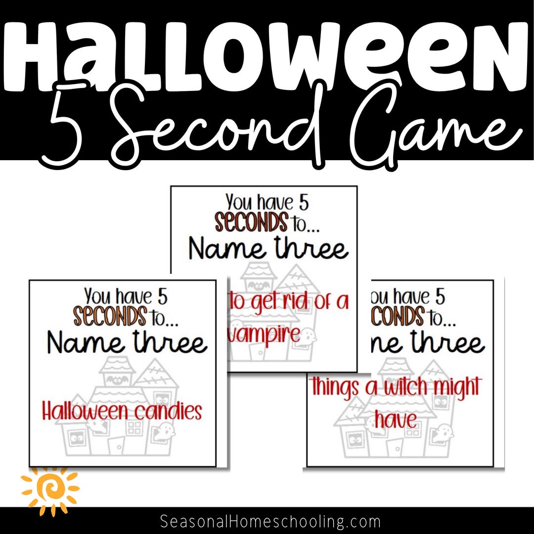 Halloween 5 Seconds Game: Printable Party Activity for Kids (grades 3-6 ...