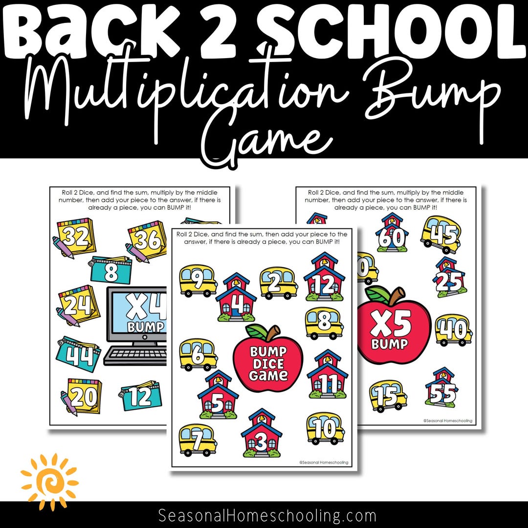 Back to School Multiplication Bump Dice Game | Fun Math Center Activity ...