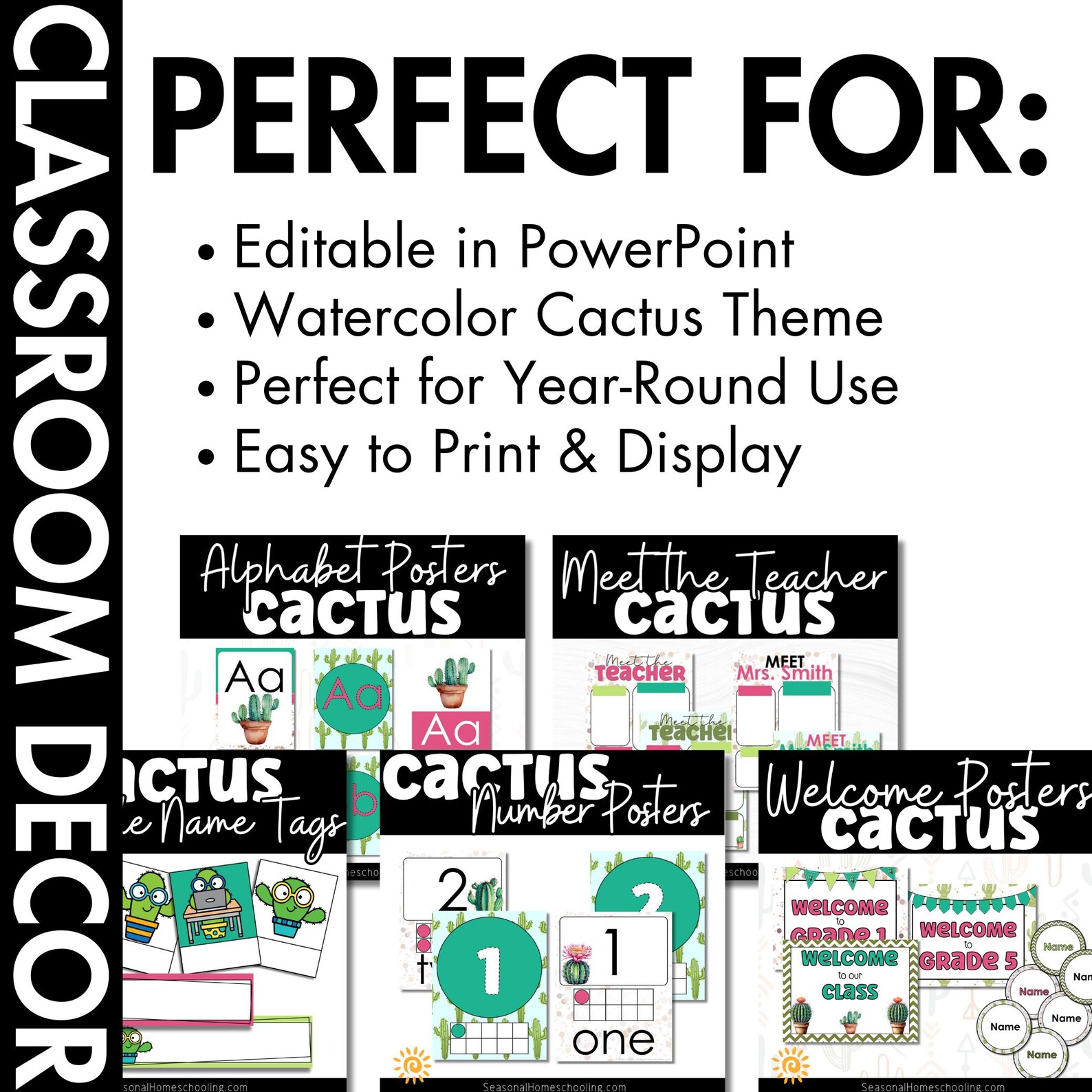 Watercolor Cactus Classroom Decor Bundle: Boho Teacher Set - Etsy
