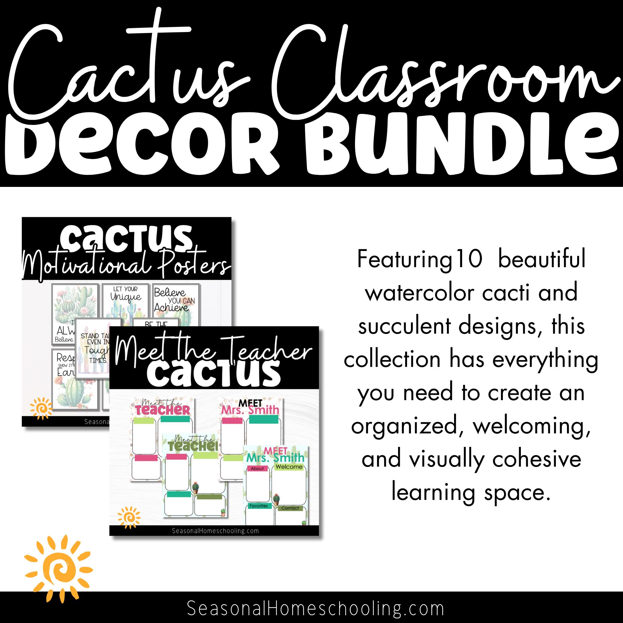 Watercolor Cactus Classroom Decor Bundle: Boho Teacher Set - Etsy