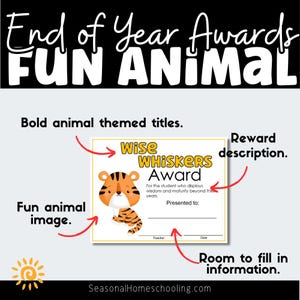 End of Year Classroom Awards - Fun Animal-themed Certificates ...