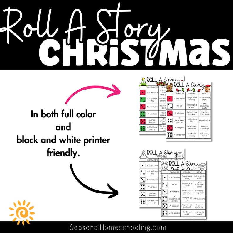 Christmas Roll-a-story Writing Activity | Story Elements Graphic ...