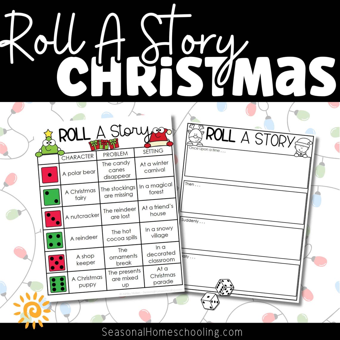 Christmas Roll-a-story Writing Activity | Story Elements Graphic ...