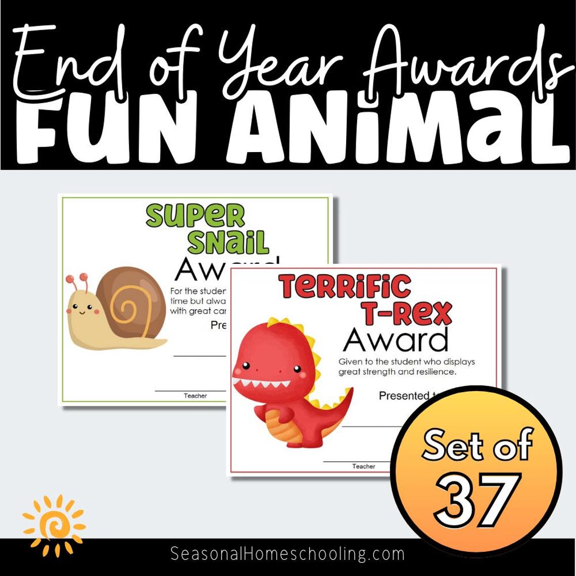 End of Year Classroom Awards - Fun Animal-themed Certificates ...