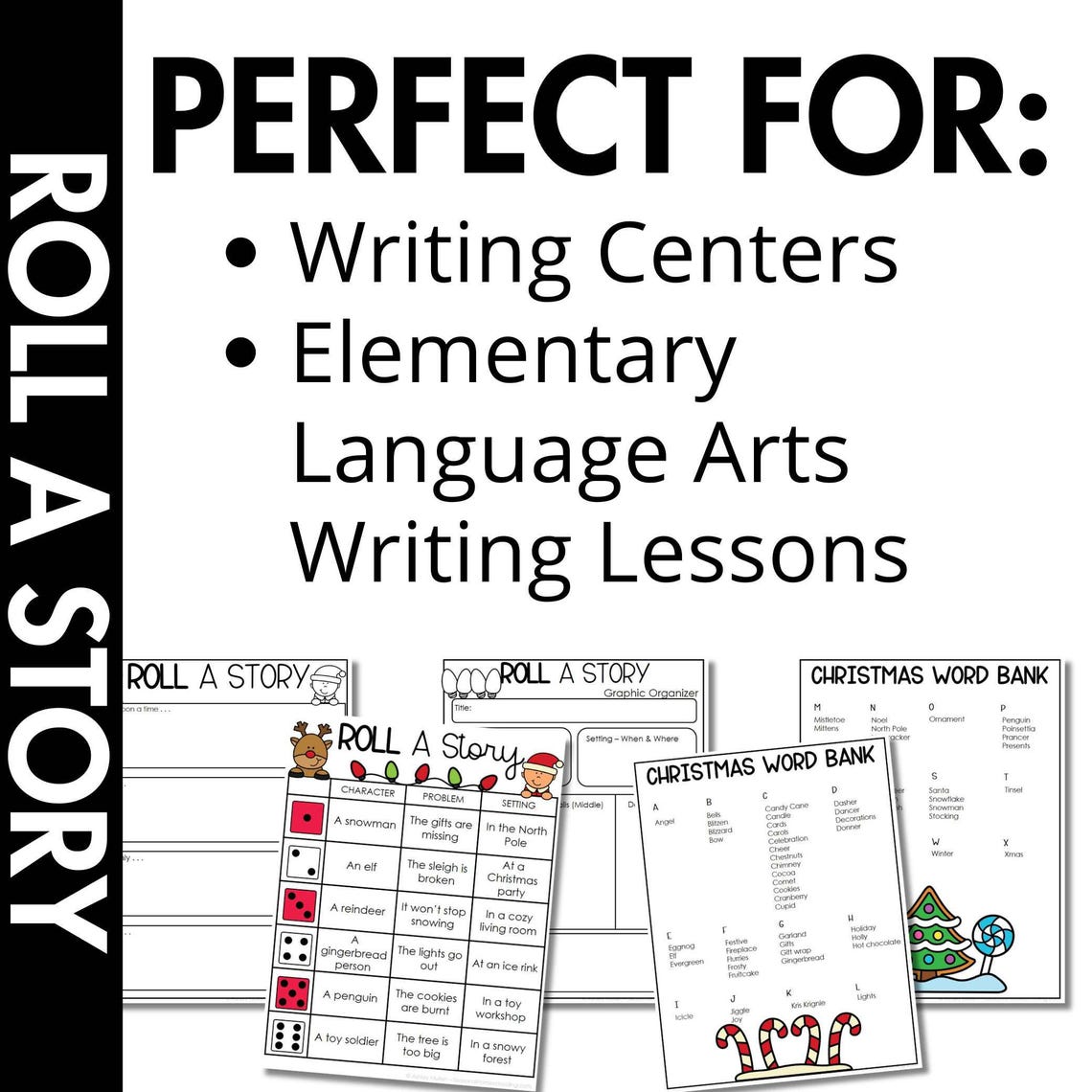 Christmas Roll-a-story Writing Activity | Story Elements Graphic ...
