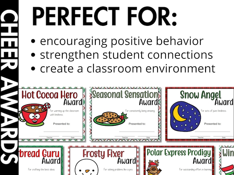Holiday Cheer Student Recognition Certificates – Winter Awards for ...