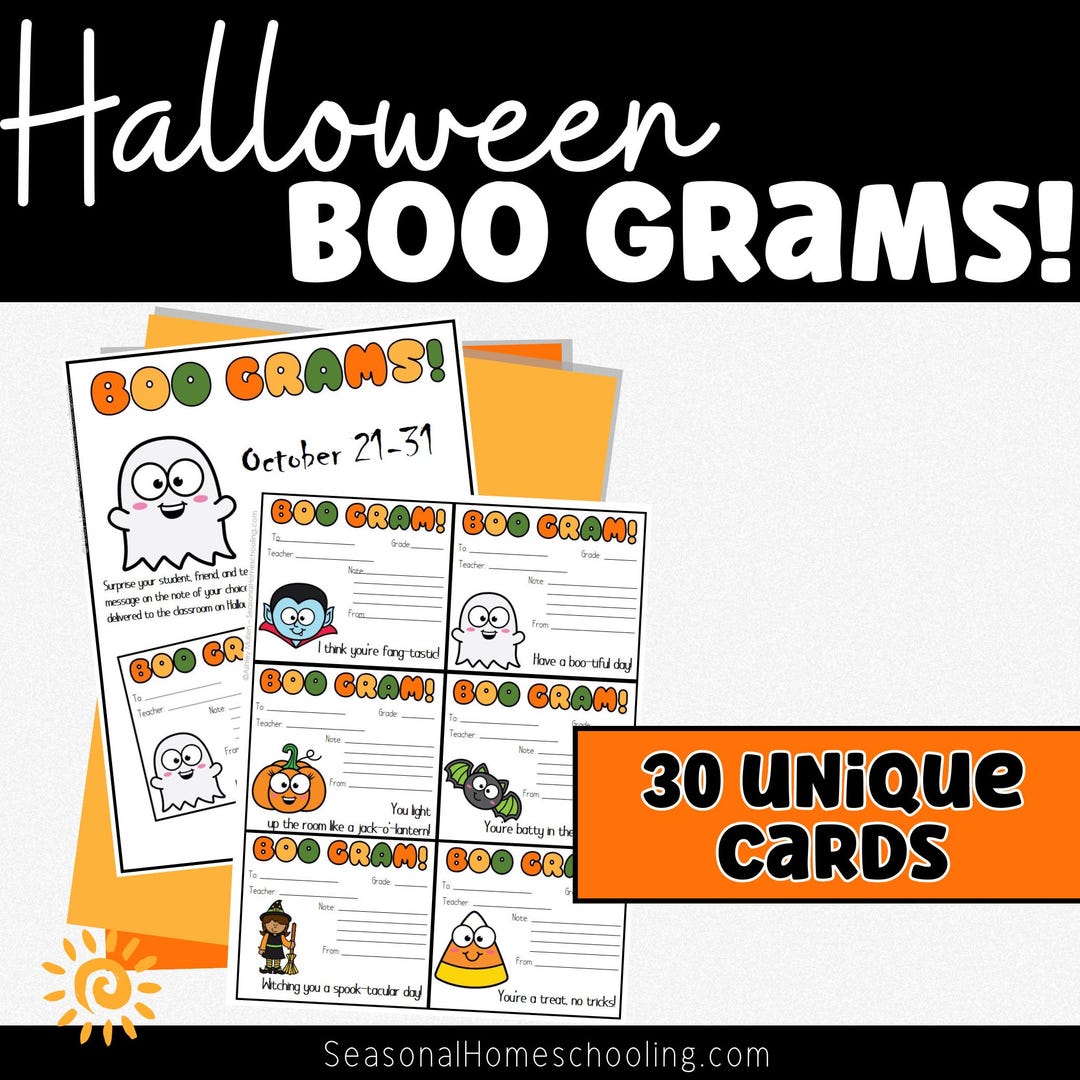 Halloween Boo Gram Cards: Printable Classroom Activity - Etsy