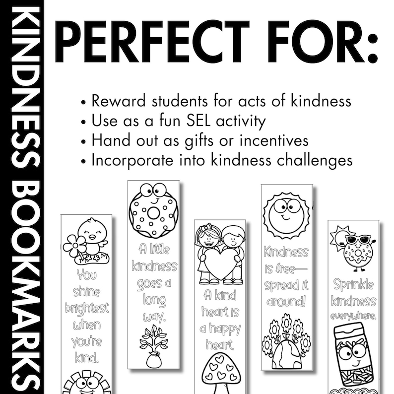 Coloring Kindness Bookmarks – Printable Bookmarks for Kids, Teachers ...