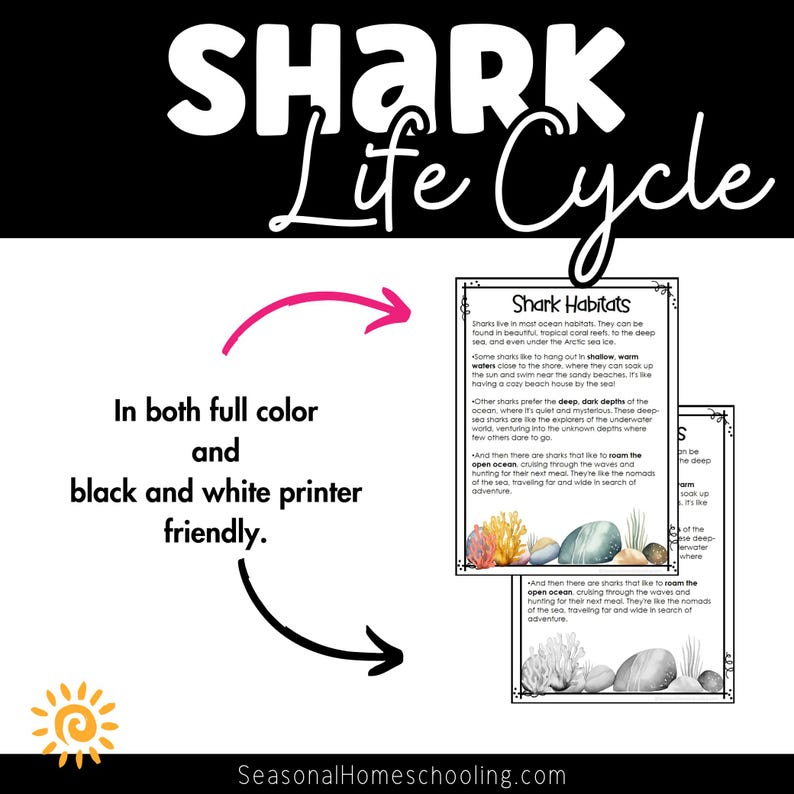 Shark Life Cycle Printable | Science Activities for Kids | Homeschool ...