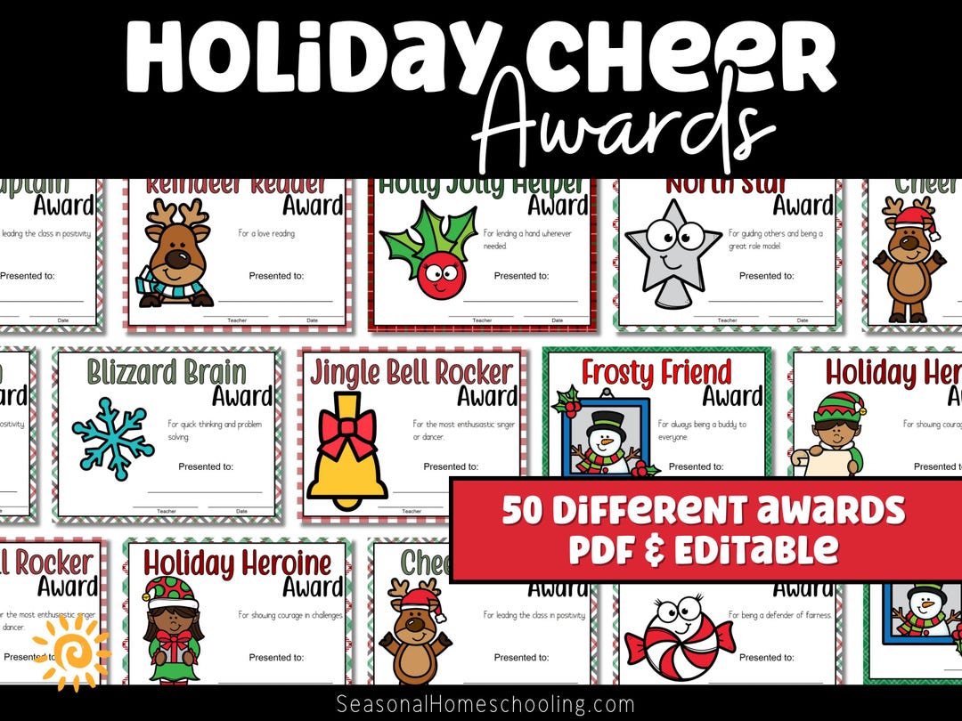Holiday Cheer Student Recognition Certificates – Winter Awards for ...