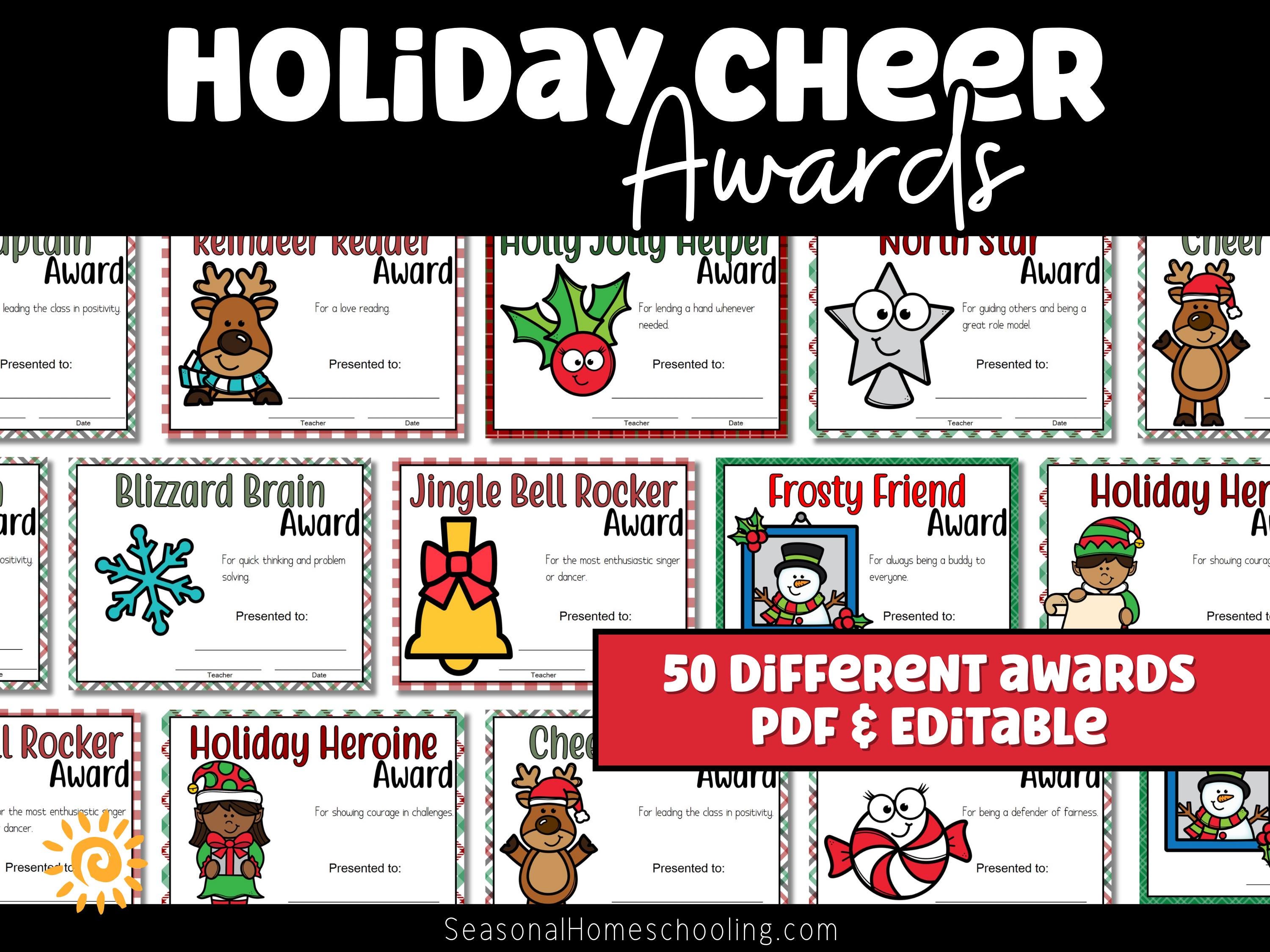 Holiday Cheer Student Recognition Certificates – Winter Awards for ...