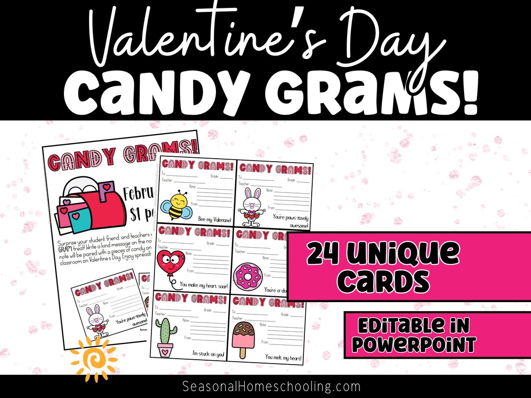 Valentine’s Day Candy Grams | Printable School Fundraiser Kit | 24 Cute ...