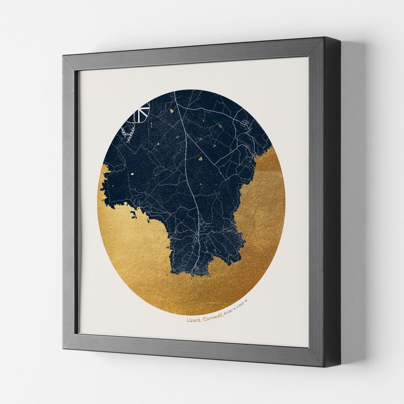 Personalised Circular Map | Screen Print | Gold Leaf| Any Location - Etsy