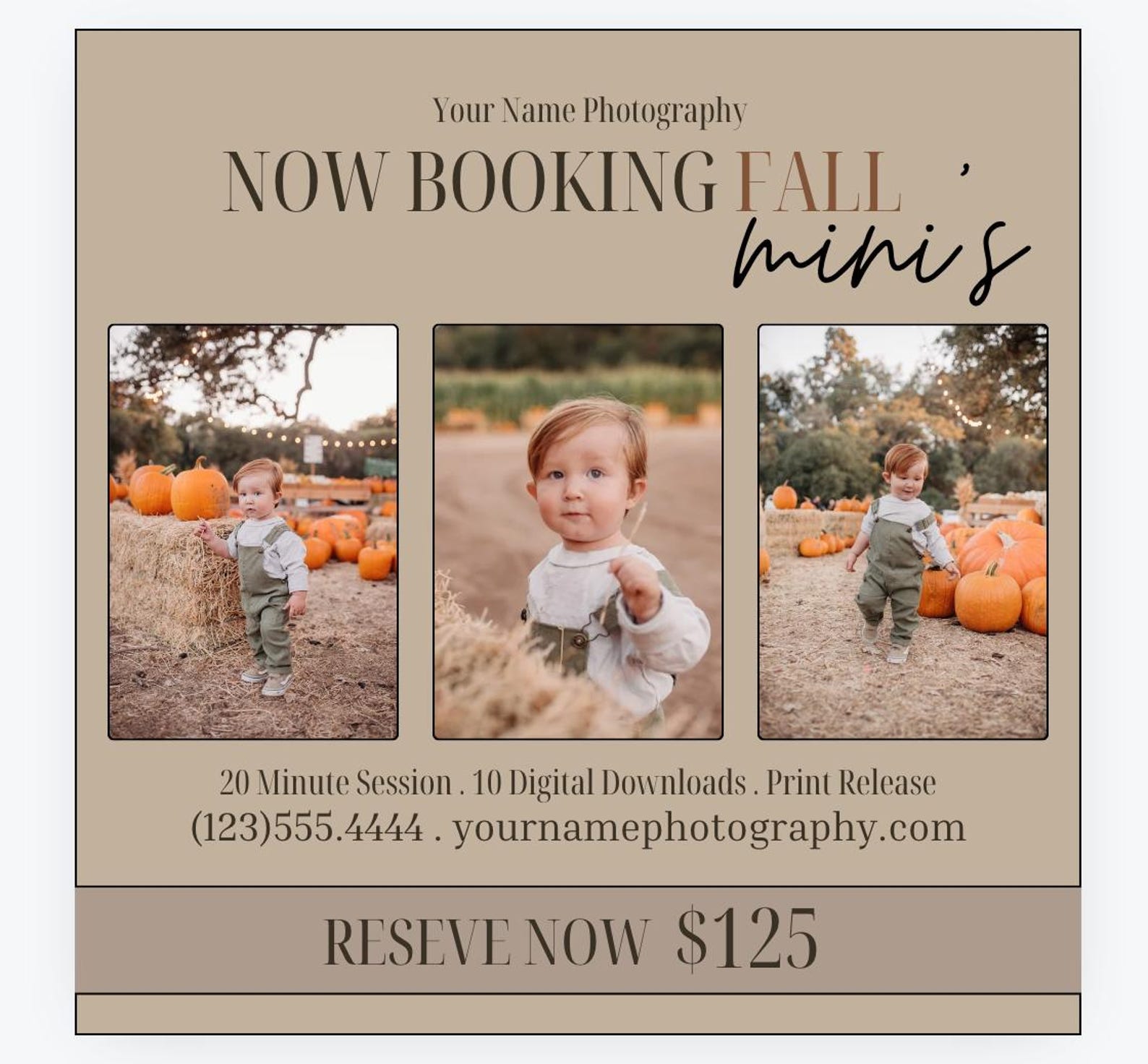 Fall Mini Session Template, Photography Marketing, Canva Template ...