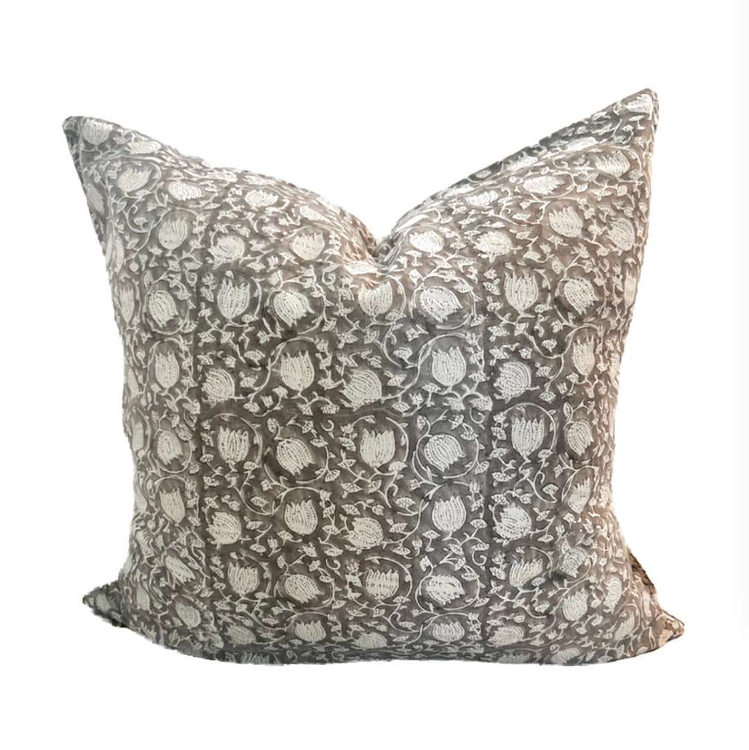 Milly Gray Block Print Pillow - Etsy