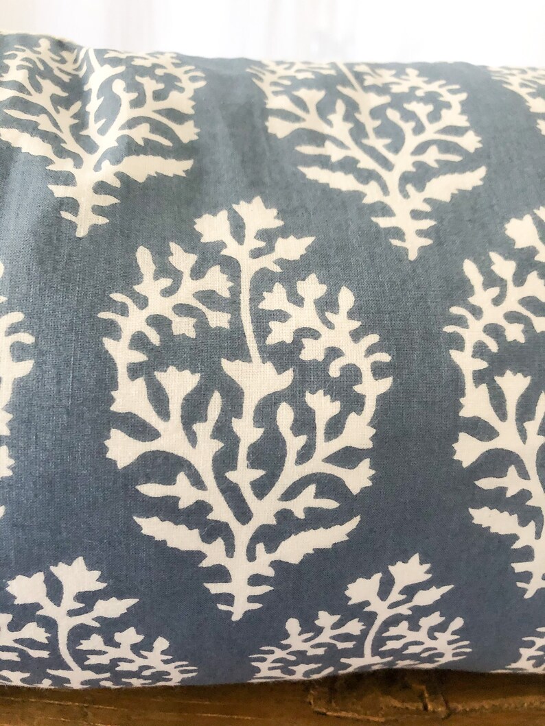 Blue/ Grey Block Print Pillow - Etsy
