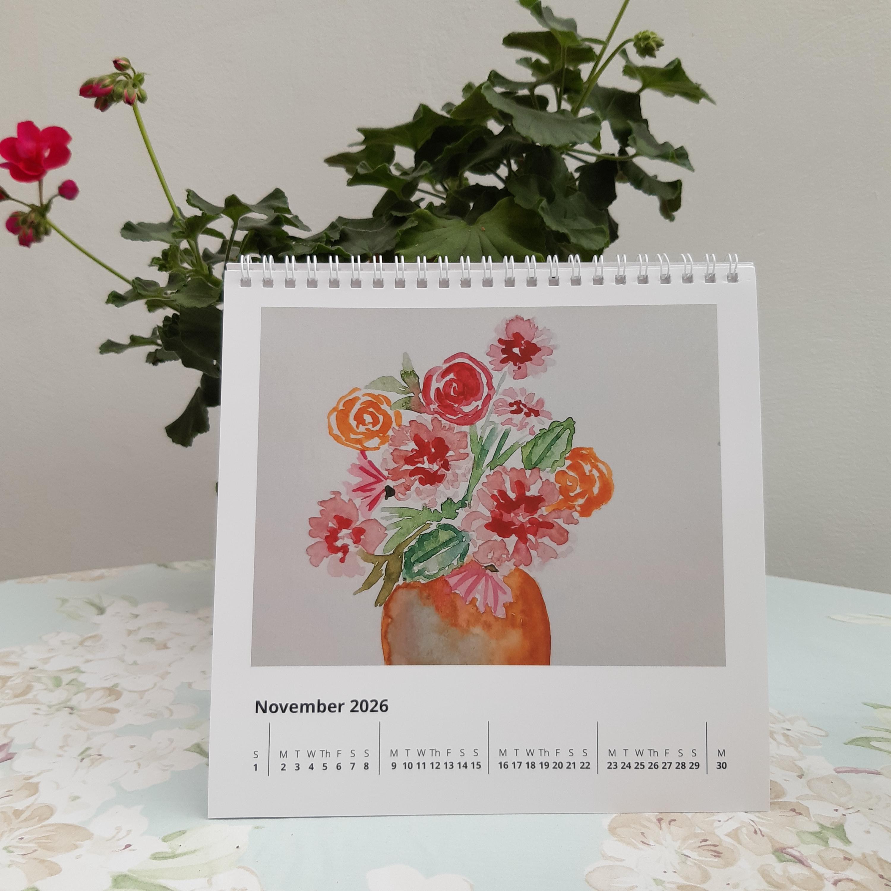 Watercolor Flower Calendar: 12-month Desk or Mantelpiece Calendar - Etsy UK