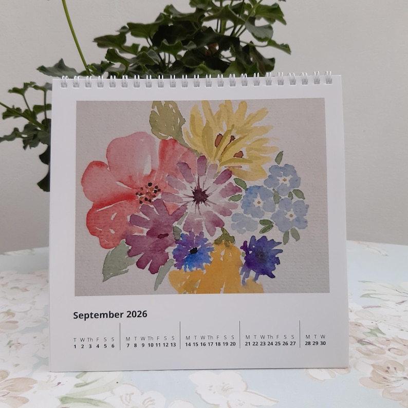 Watercolor Flower Calendar: 12-month Desk or Mantelpiece Calendar - Etsy UK