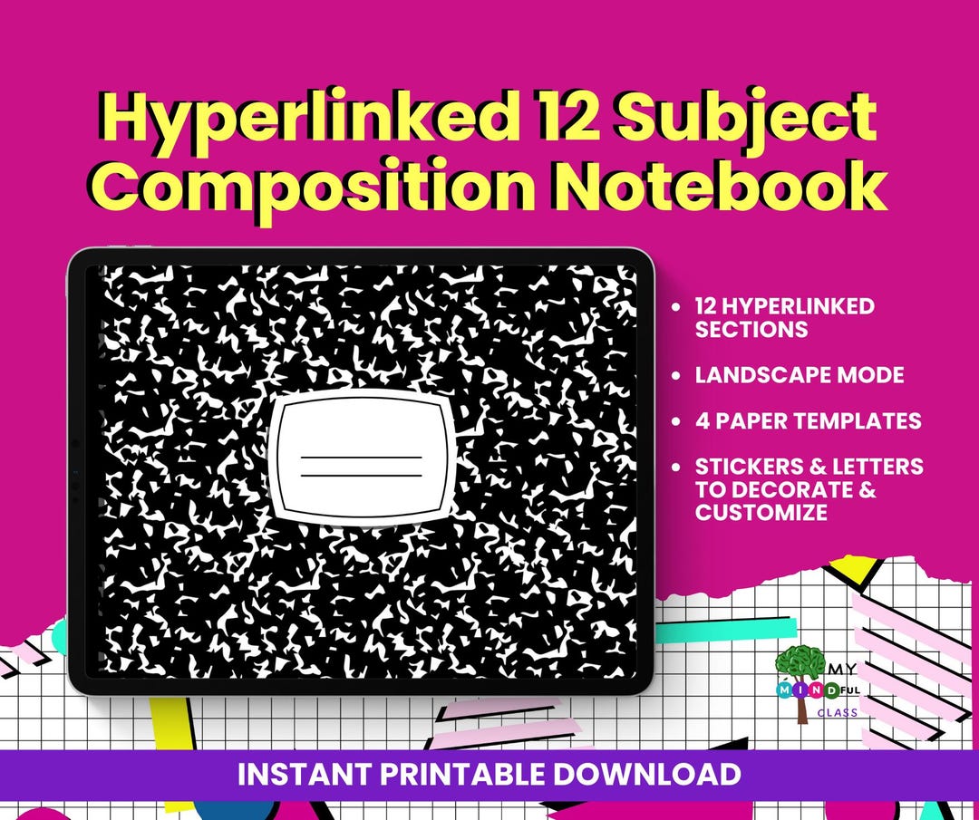 Digital Composition Notebook – Landscape Layout | 12 Hyperlinked ...