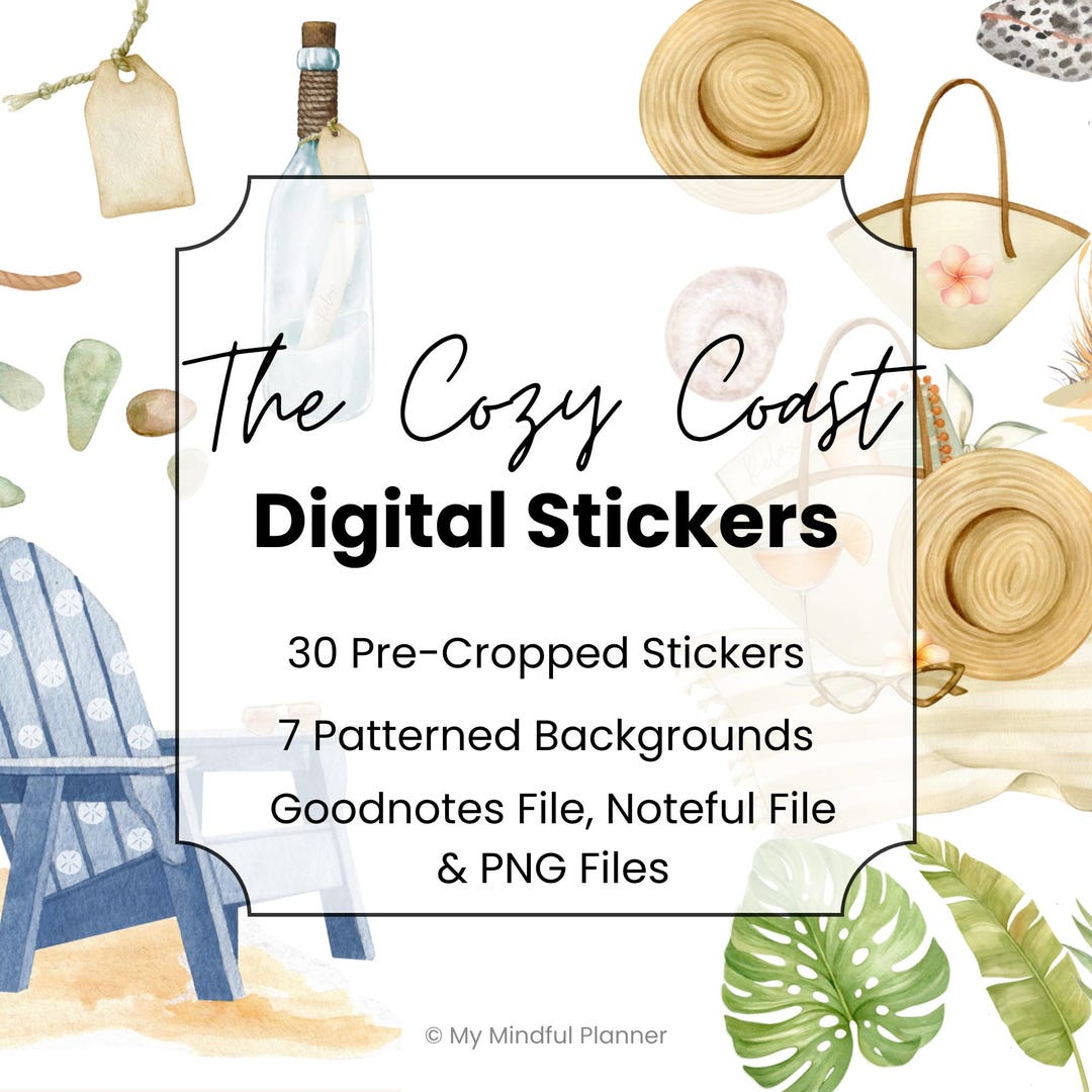 Summer Stickers | Goodnotes and Noteful Stickers | Pre-cropped Digital ...