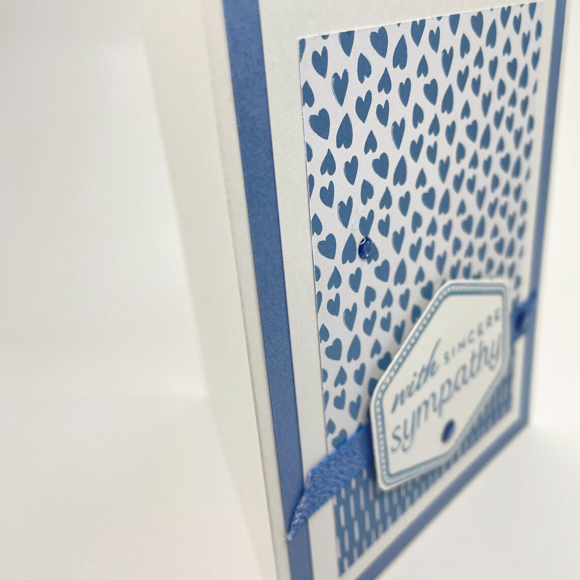 With Sincere Sympathy Card, Blue & White Hearts Card, Masculine Card, I ...