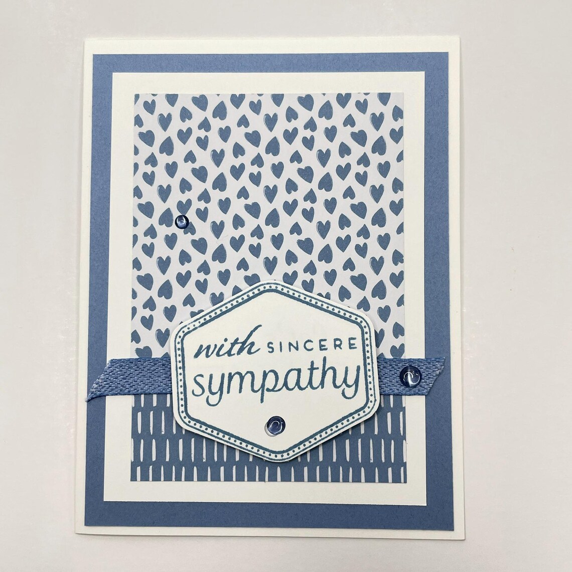 With Sincere Sympathy Card, Blue & White Hearts Card, Masculine Card, I ...