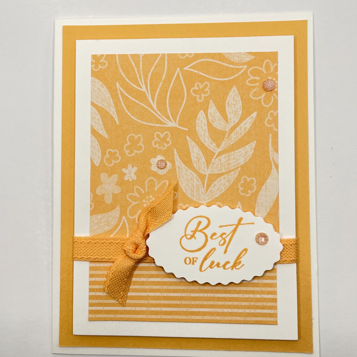 Best of Luck Card, Peach & White Floral Card, Female Card, Thinking of ...