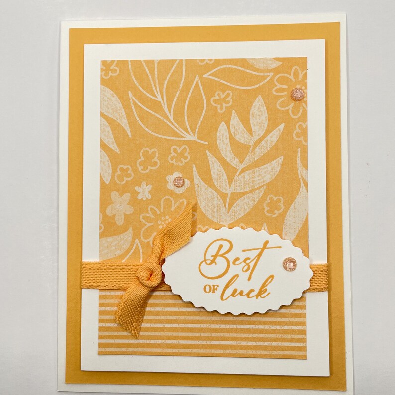Best of Luck Card, Peach & White Floral Card, Female Card, Thinking of ...