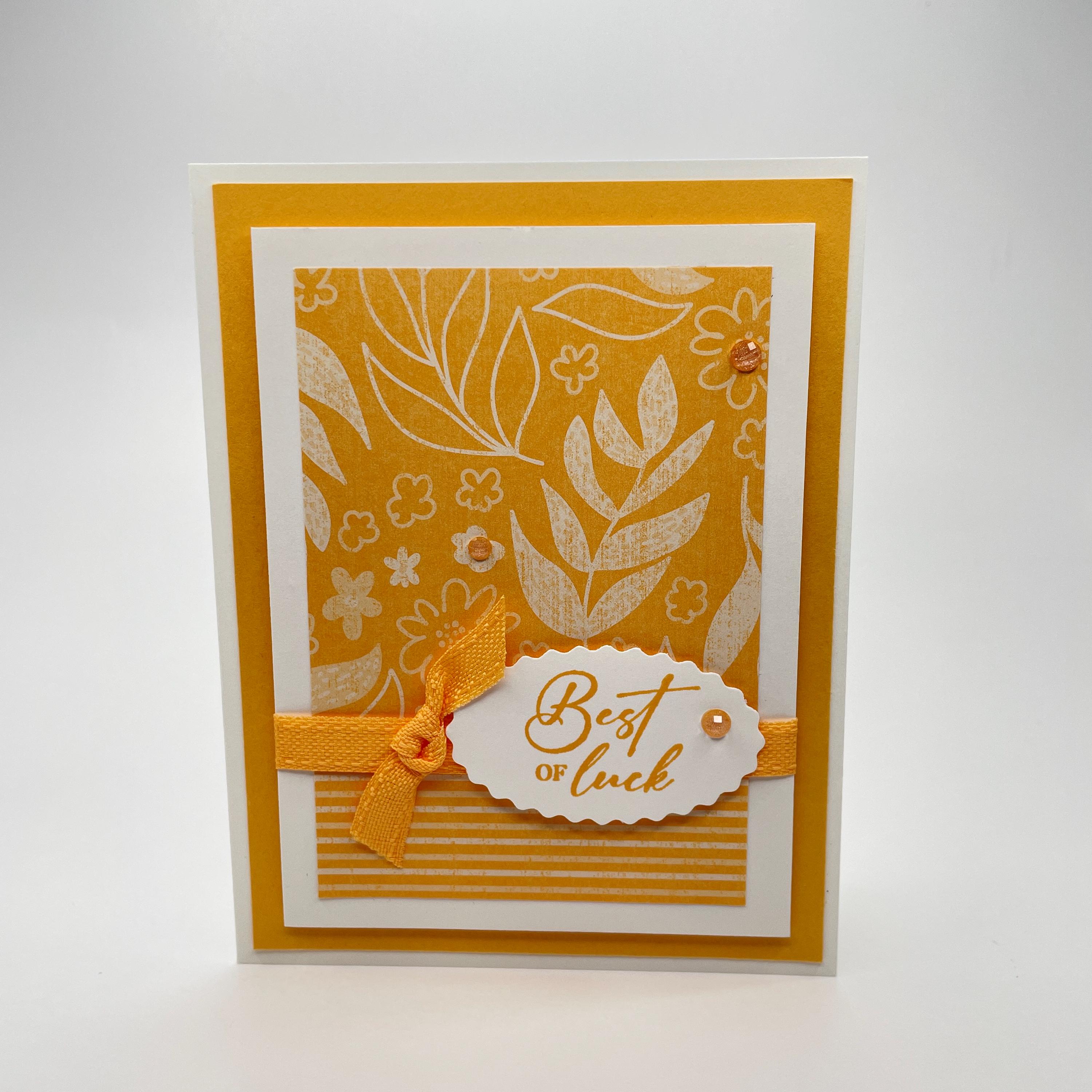 Best of Luck Card, Peach & White Floral Card, Female Card, Thinking of ...