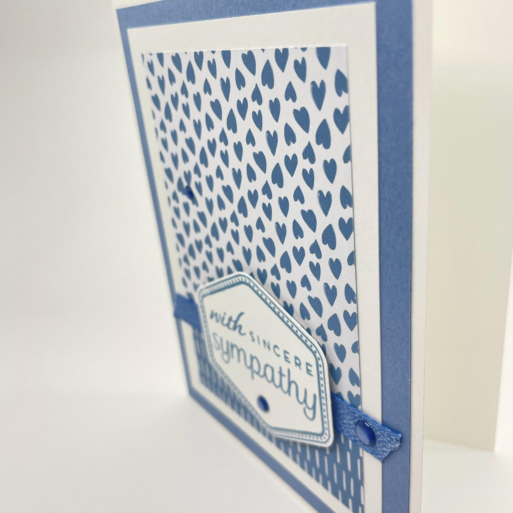 With Sincere Sympathy Card, Blue & White Hearts Card, Masculine Card, I ...