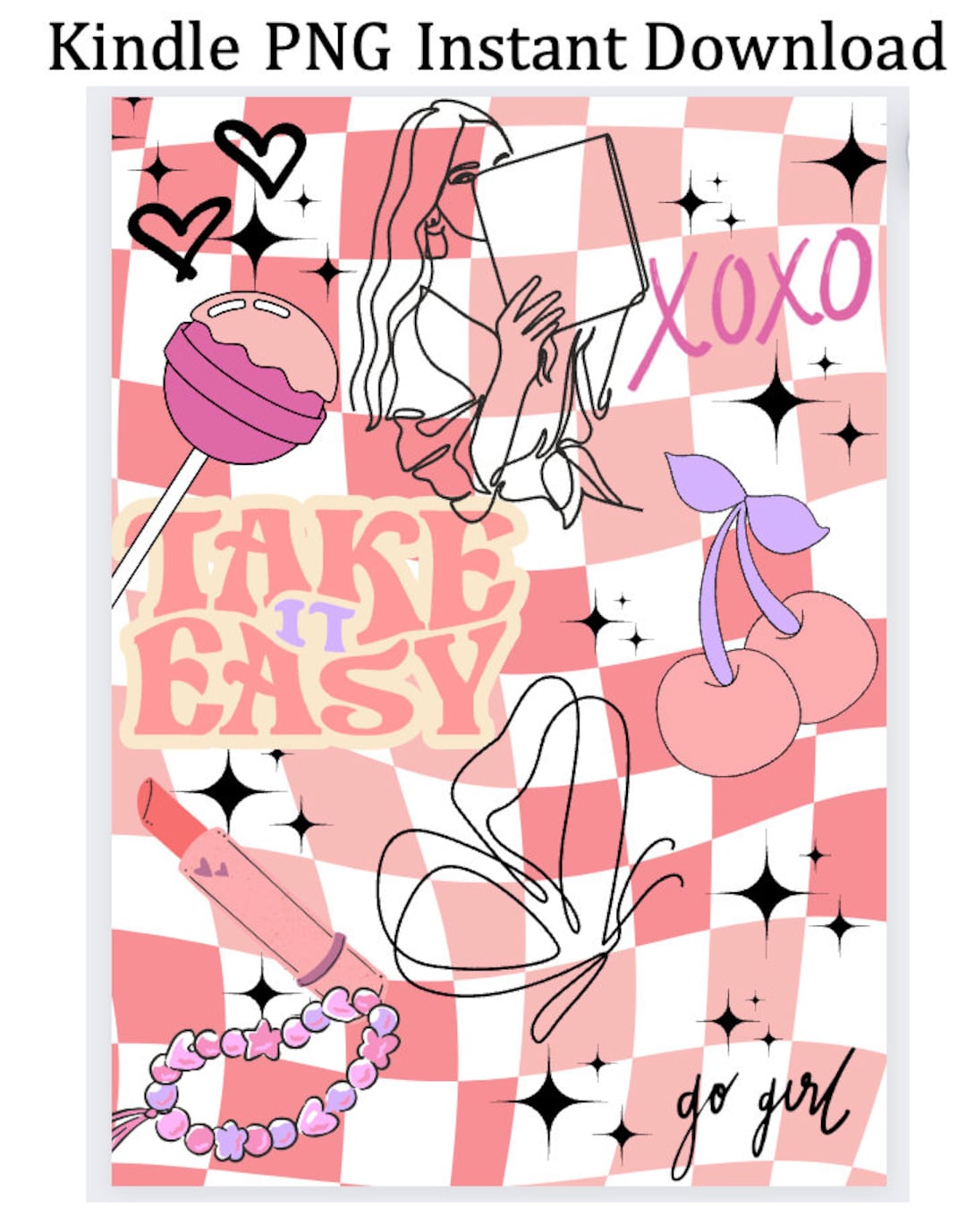Kindle Case Insert Girly Girl Themed Background Customized Back Cover ...