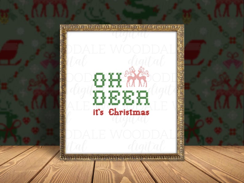 Oh Deer It's Christmas SVG – Retro Cross Stitch Christmas Sayings ...