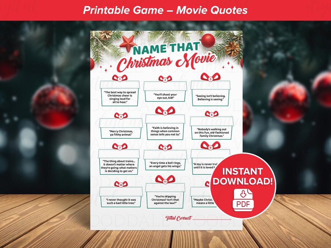 Christmas Movie Quotes Trivia Game • Instant Download PDF • 8.5x11 Game ...