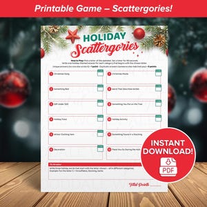 Holiday Scattergories Game | Christmas Party Printable | Instant ...