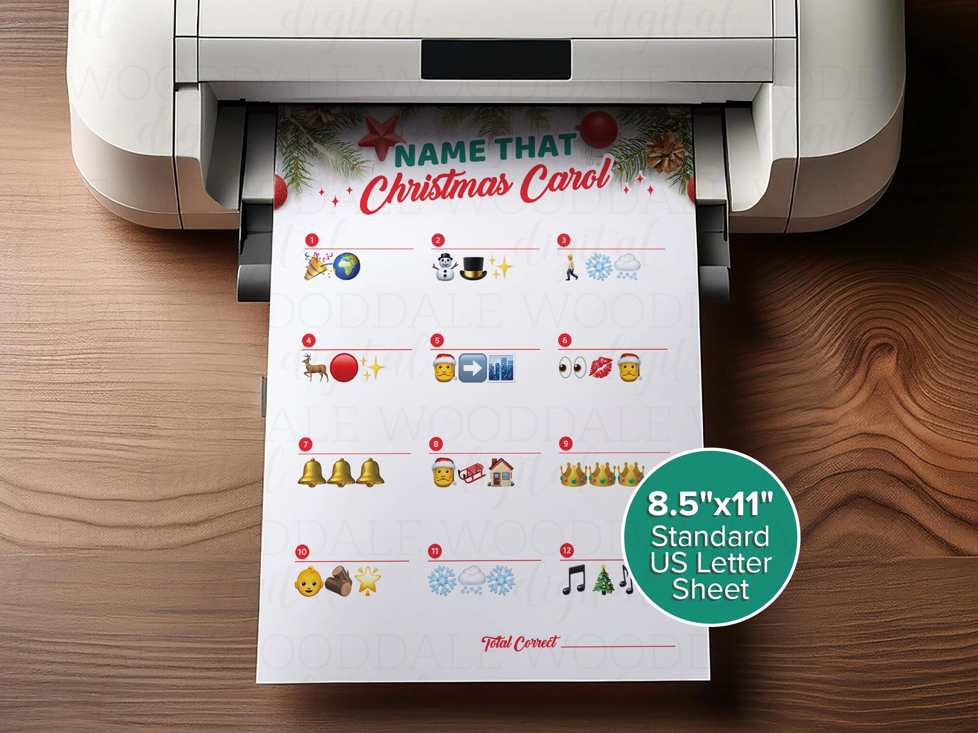 Christmas Carol Emoji Guessing Game • Instant Download PDF • 8.5x11 ...