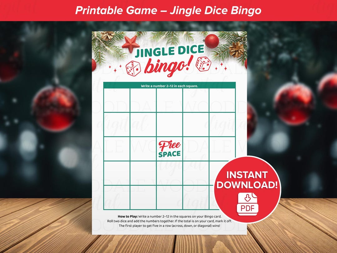 Christmas Bingo Dice Game • Instant Download PDF • 8.5x11 Game - Etsy