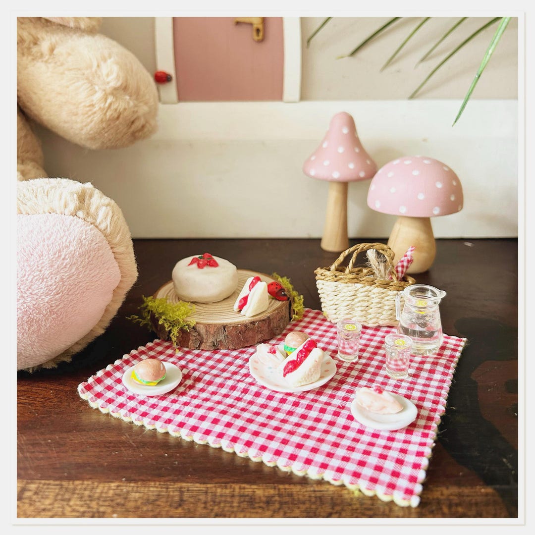 Miniature Fairy Garden Picnic Set: Fimo Clay Dollhouse Accessories - Etsy