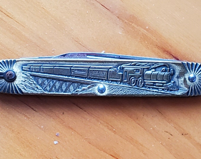 Vintage Imperial Small 2-blade Train Engraved Pocket Knife - Etsy